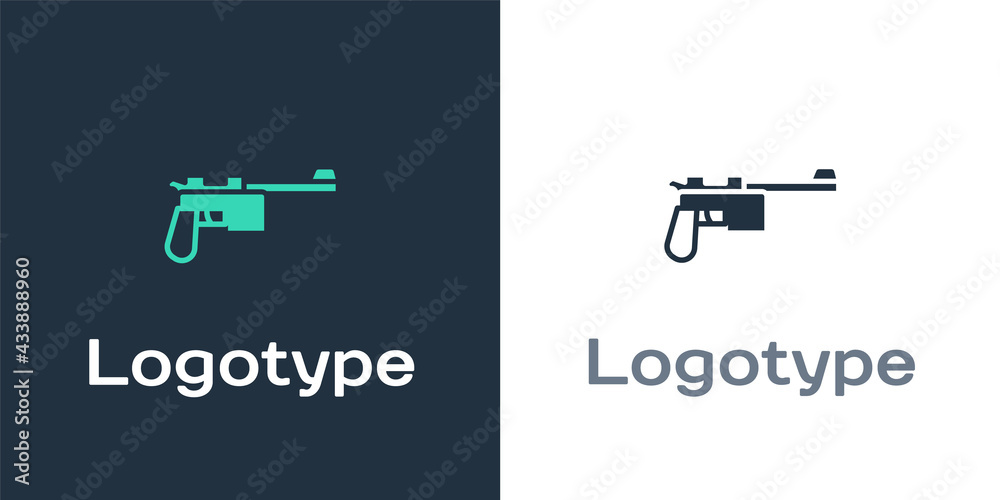 Logotype Mauser gun icon isolated on white background. Mauser C96 is a ...