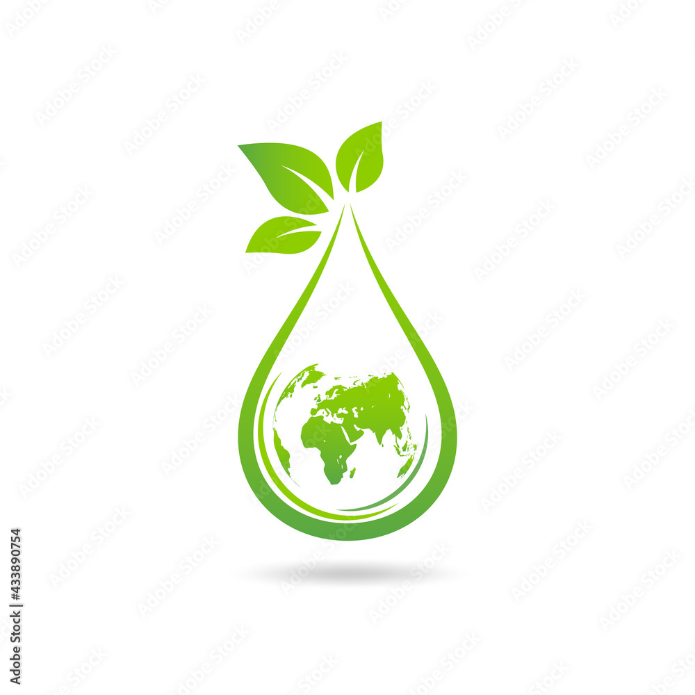 Green ecology logo design for World environment day, Earth day, Eco ...