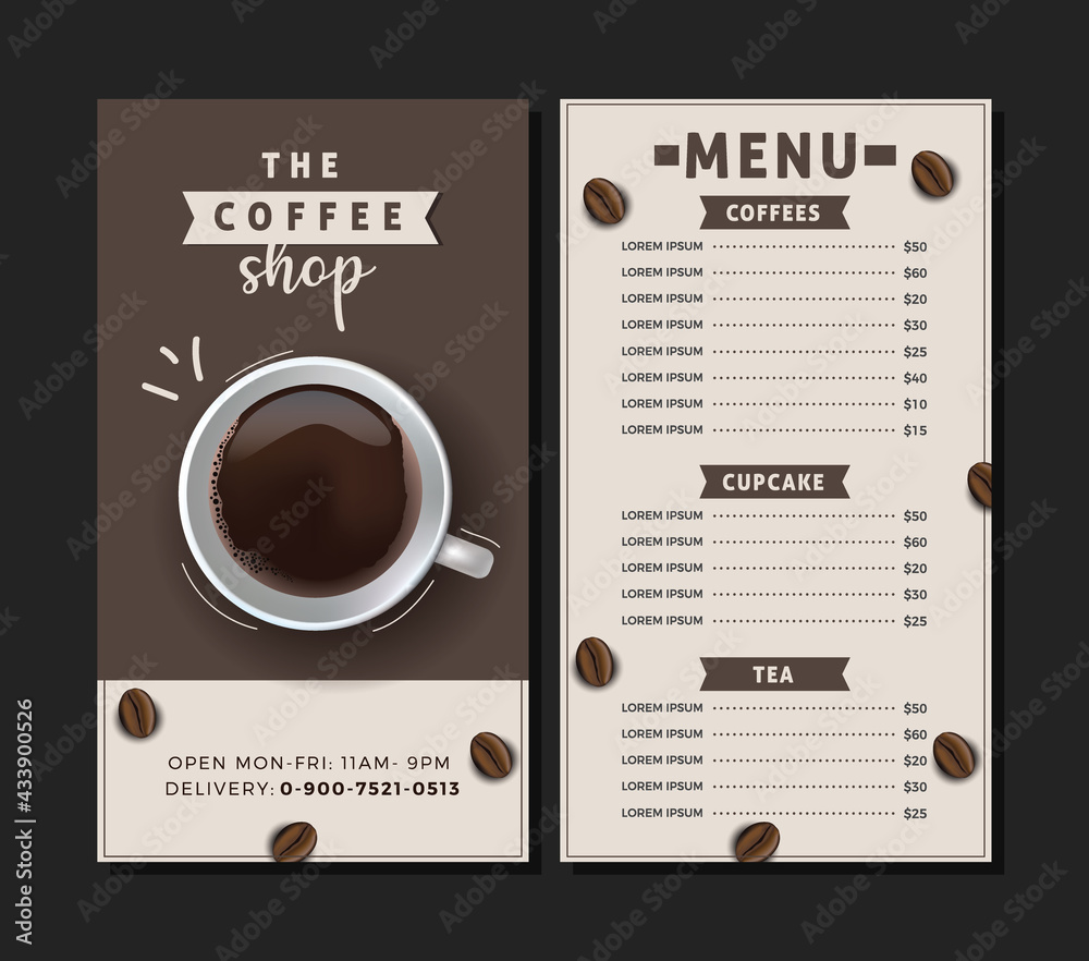Coffee shop menu card design Stock Vector | Adobe Stock