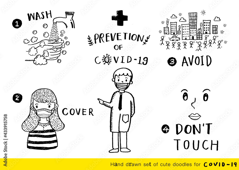 Vector illustration fight covid-19 corona virus, prevention washing ...