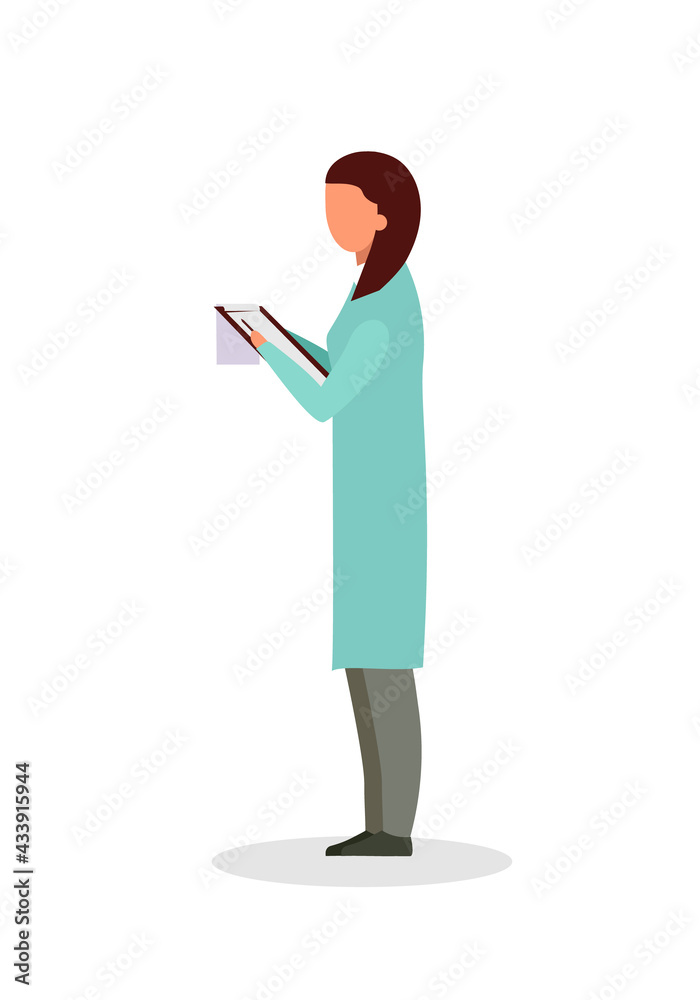 Providing clinical examination flat color vector faceless character ...
