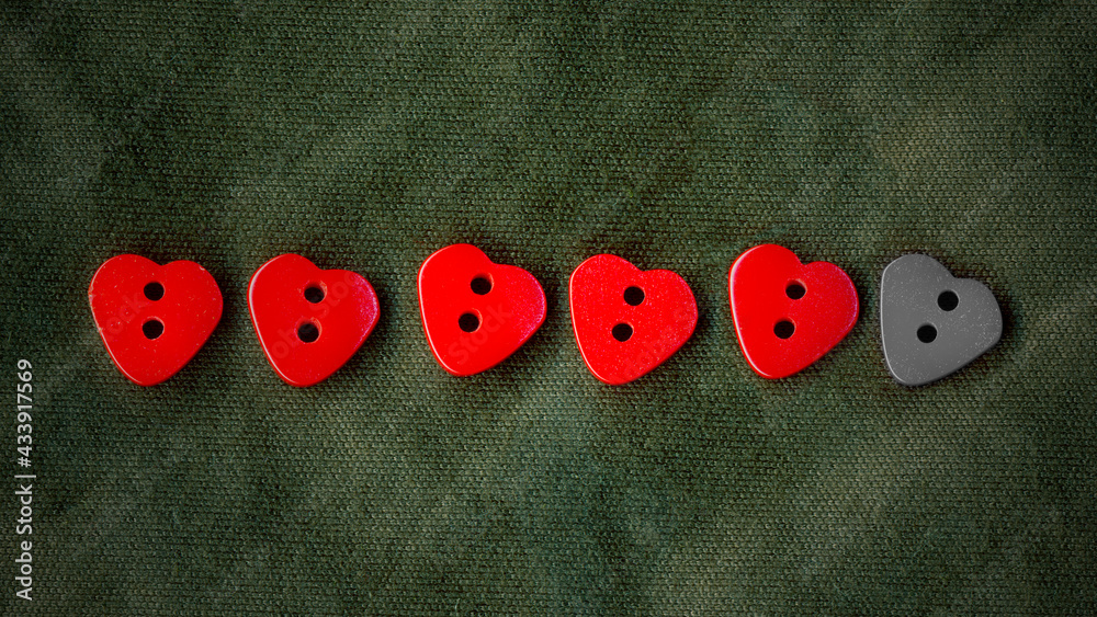 Heart line buttons sewing image. Life bar style romantic set. Symbol of ...