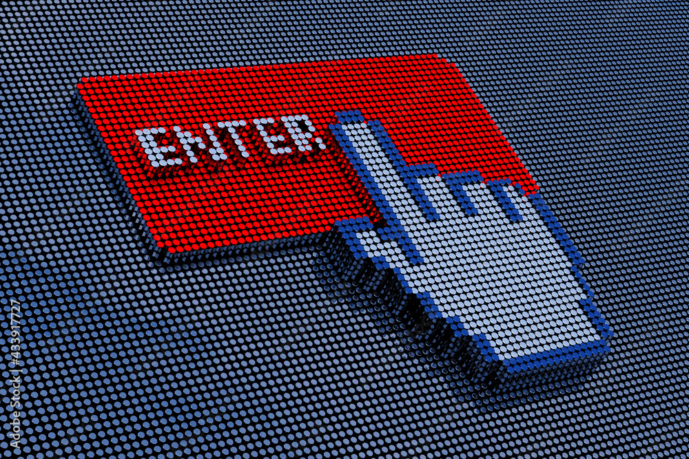 Pixel Art Style Enter Button. 3d Rendering Stock Illustration | Adobe Stock