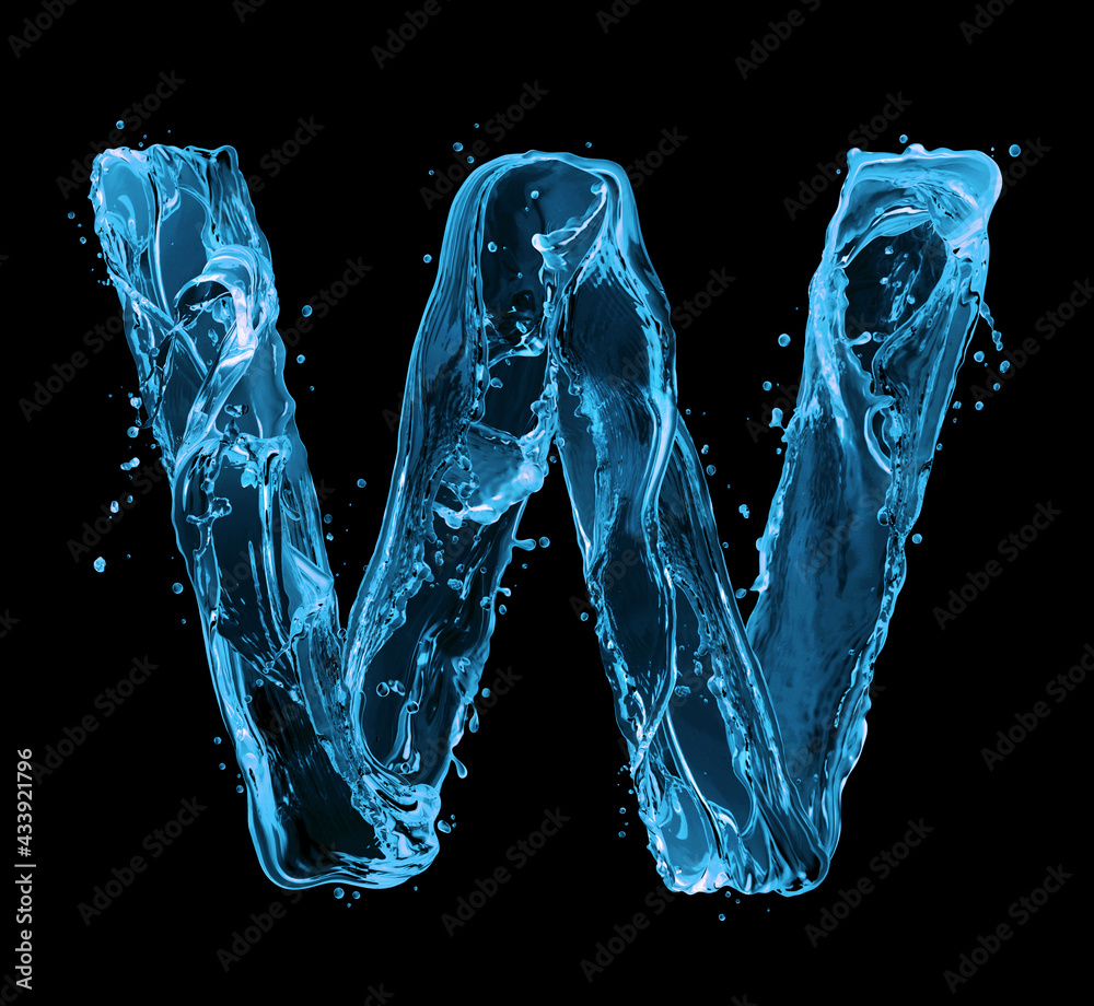 Latin letter W made of water splashes on a black background Stock Photo ...