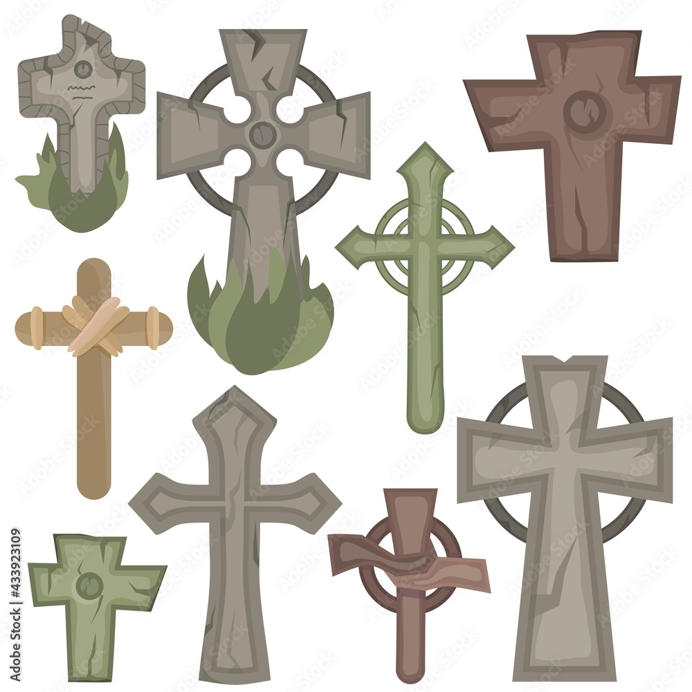 Set of crosses. Christian, Celtic, Orthodox crosses. Vector ...