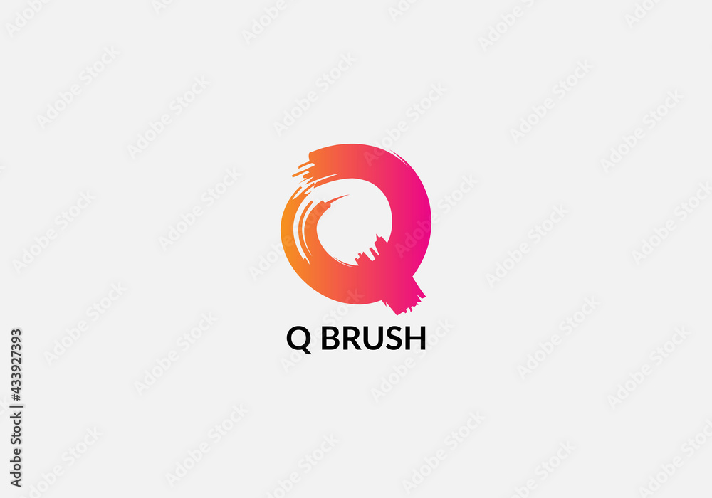 Abstract Q letter brush modern shape logo design Stock Vector | Adobe Stock