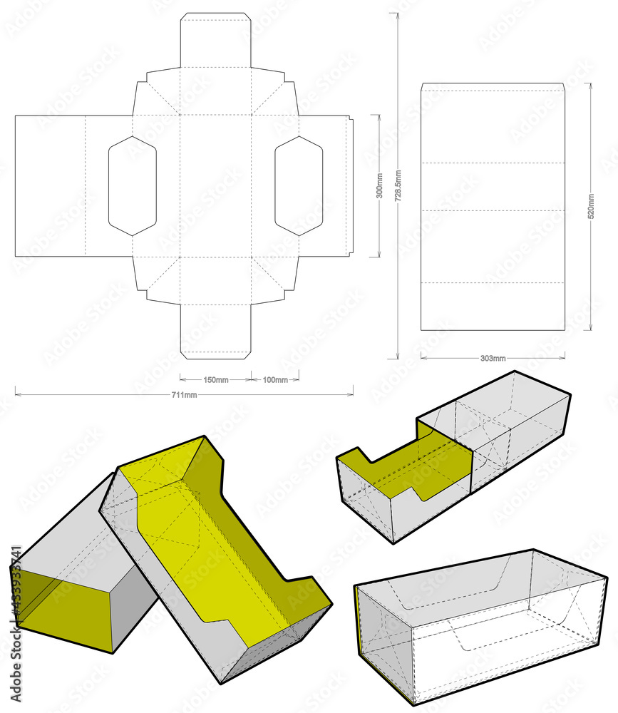 Chocolate Box and Die-cut Pattern (Internal measurement 30x15x10cm ...