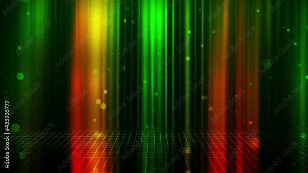 Futuristic Motion Green Orange Vertical Streaking Light Beams Curtain ...