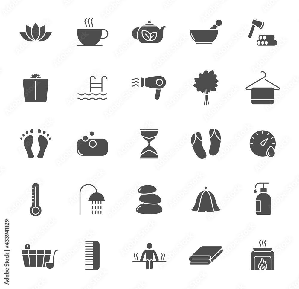 spa and sauna silhouette vector icons isolated on white. spa and sauna ... spa and sauna silhouette vector icons isolated on white. spa and sauna ...