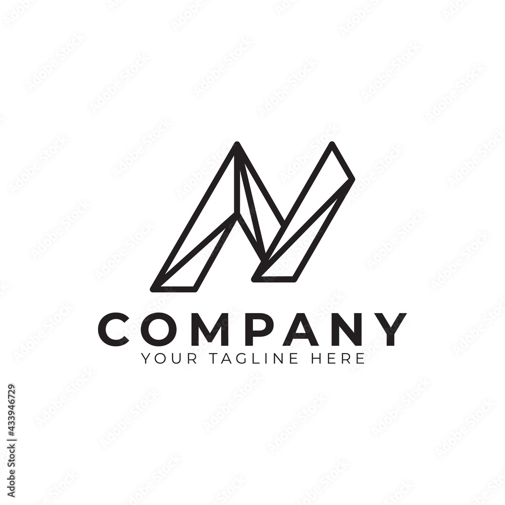 Initial Letter N line logo design. Geometric Line Style. Graphic ...