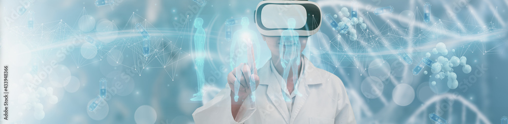 Stockfoto Asian doctor or scientist using VR goggle,smart visual ...