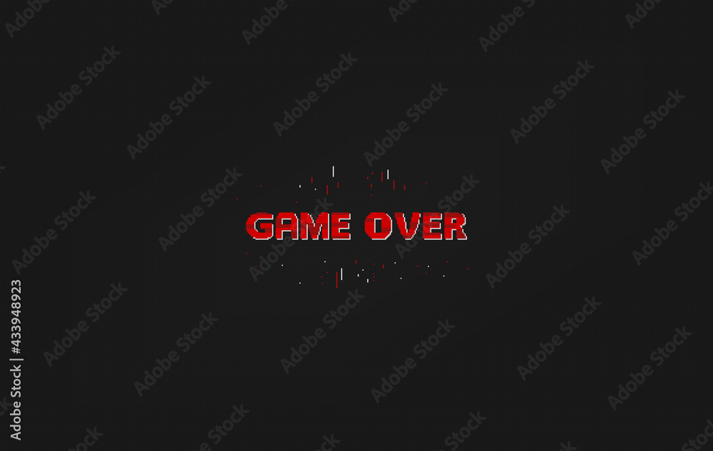 game over Pixel art design isolated on background. Pixel art for game ...