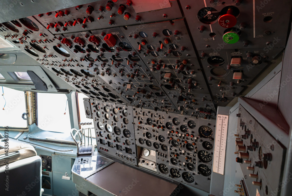 Aircraft Cockpit of an old Airplanes - Vintage Stock Photo | Adobe Stock