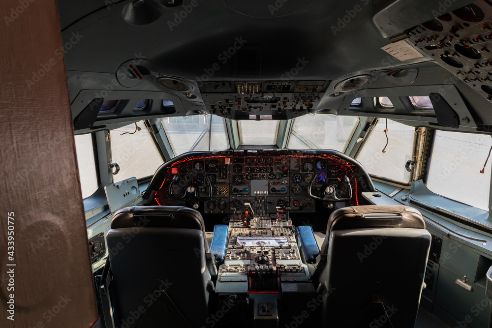 Aircraft Cockpit of an old Airplanes - Vintage Stock Photo | Adobe Stock