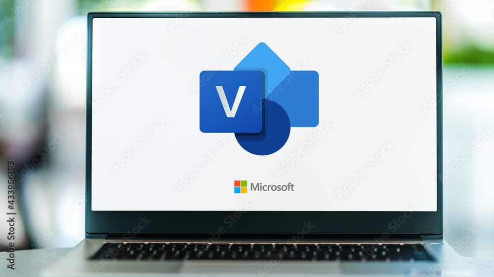 Laptop computer displaying logo of Microsoft Visio Stock Photo | Adobe ...