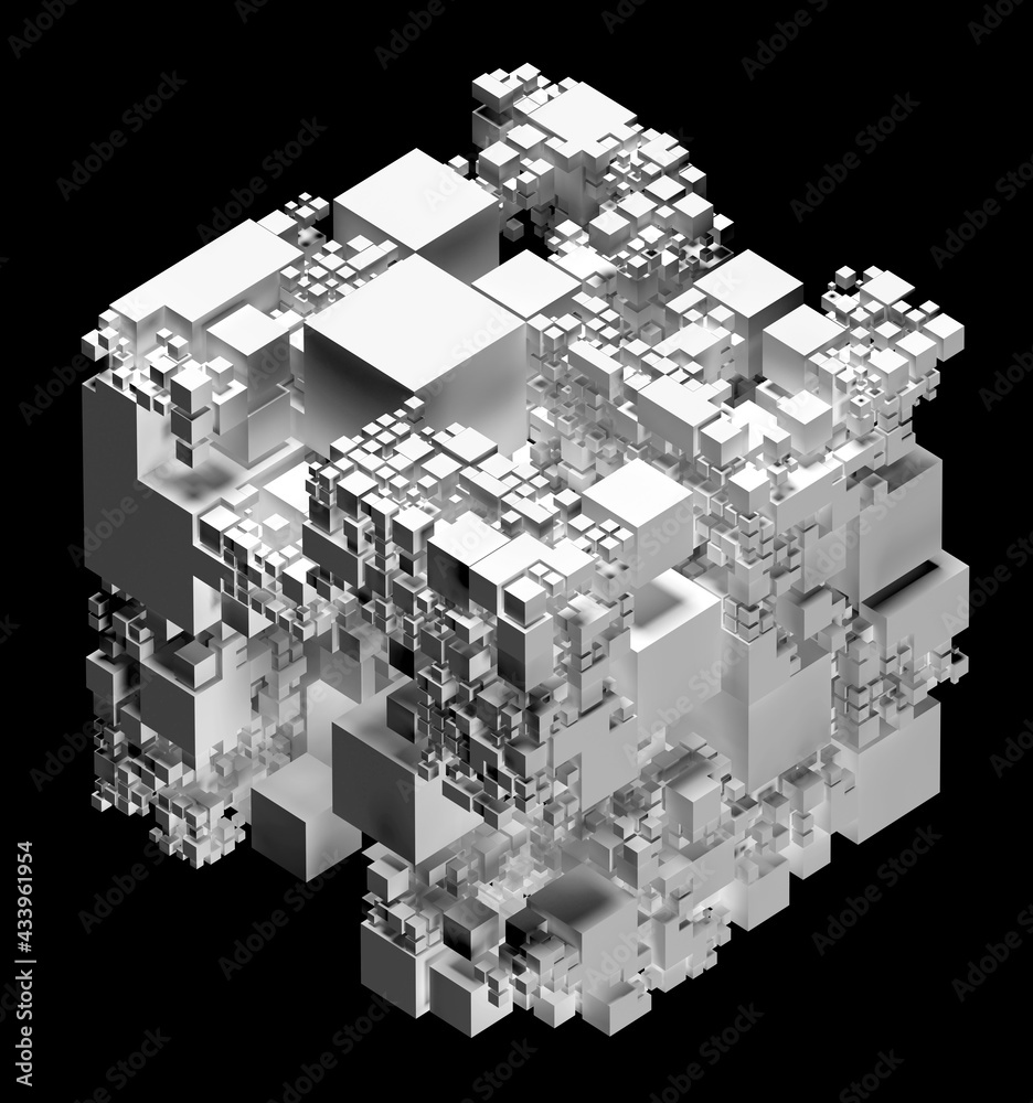 ภาพประกอบสต็อก 3d render of abstract surreal 3d cyber cube build ...