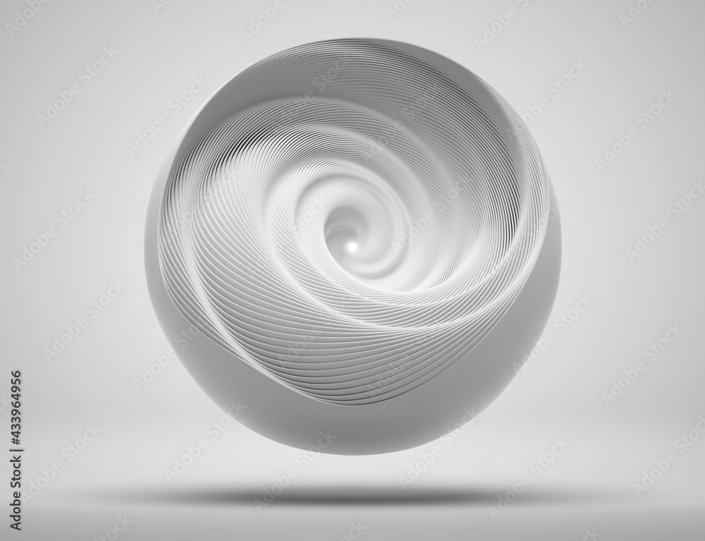 3d render of abstract art of surreal 3d mechanical ball in swirl ...
