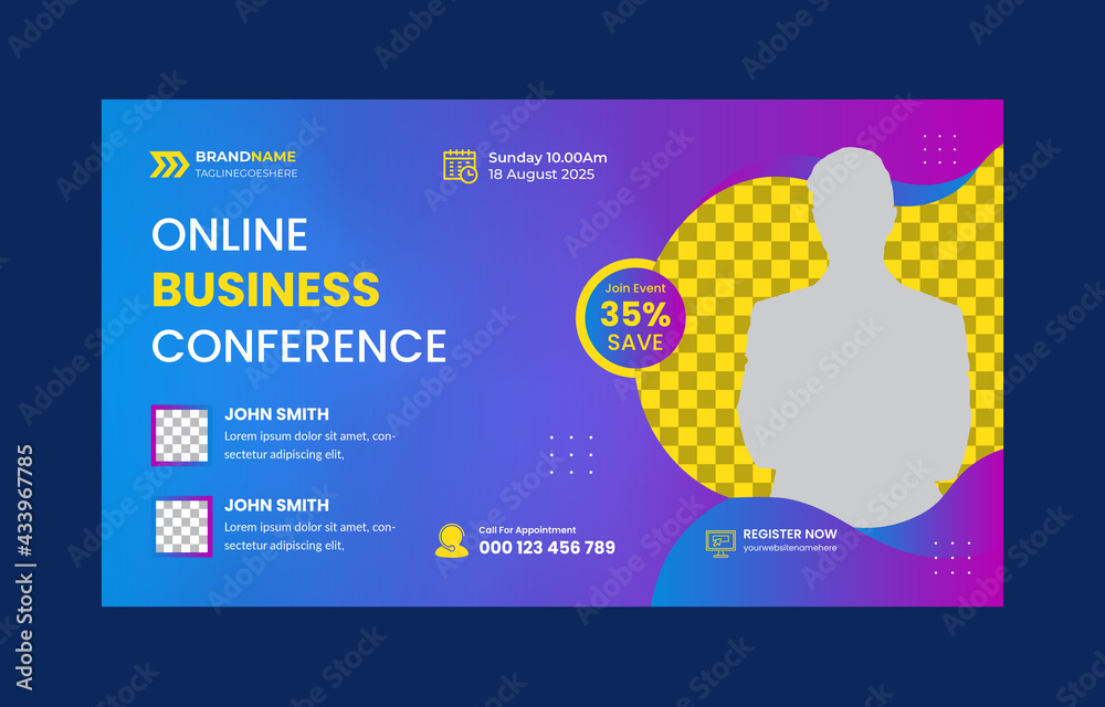 Business Conference Webinar Youtube Thumbnail Template Design Stock ...