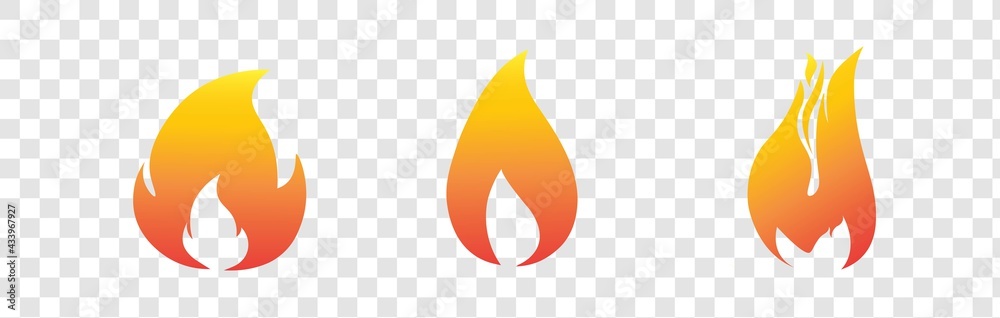 Set of flame icon in flat style. Warming sign user interface. Vector ...