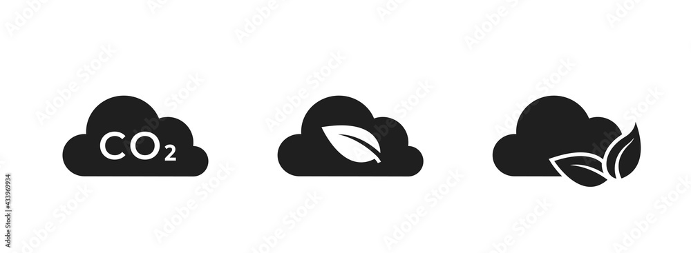 Vektorová grafika „zero emissions icon set. co2 emissions, carbon ...