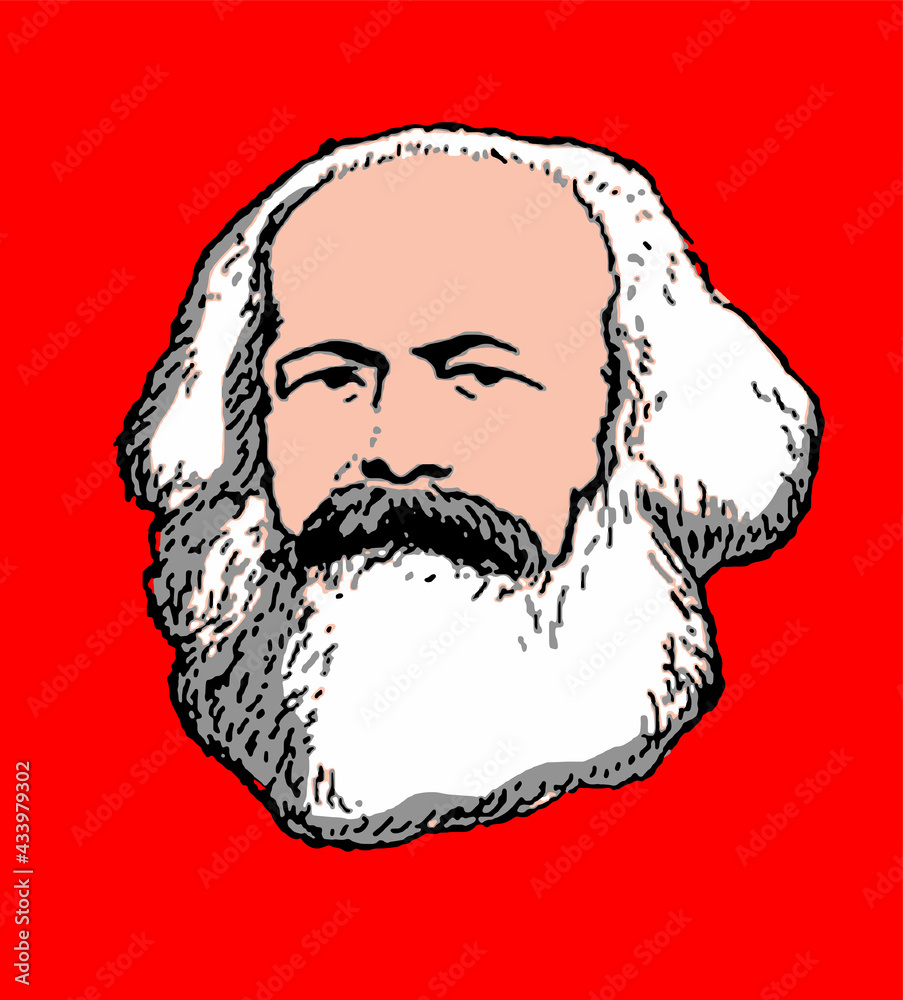 Realistic illustration of the 19th century German thinker Karl Marx ...