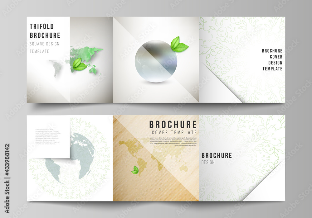 Vector layout of square format covers design template for trifold ...