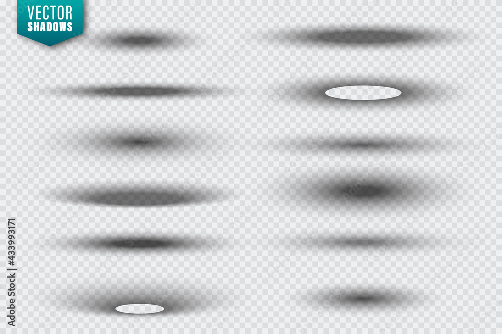 Vector shadows collection on transparent background. Realistic shadow ...