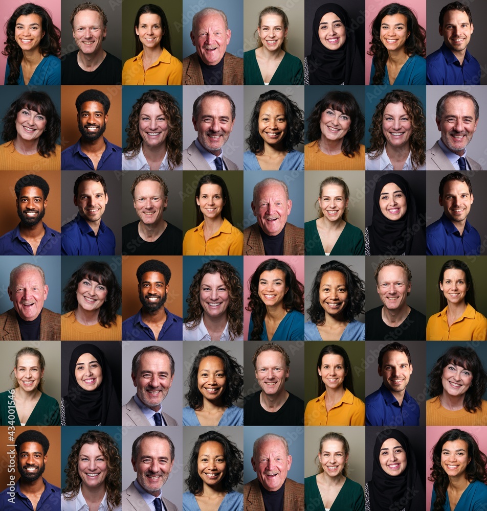 12 Beautiful happy people in front of a background Stock Photo | Adobe ...