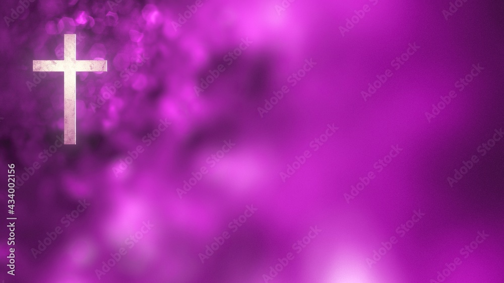 Christian Cross on liturgical purple Horizontal copy space background ...