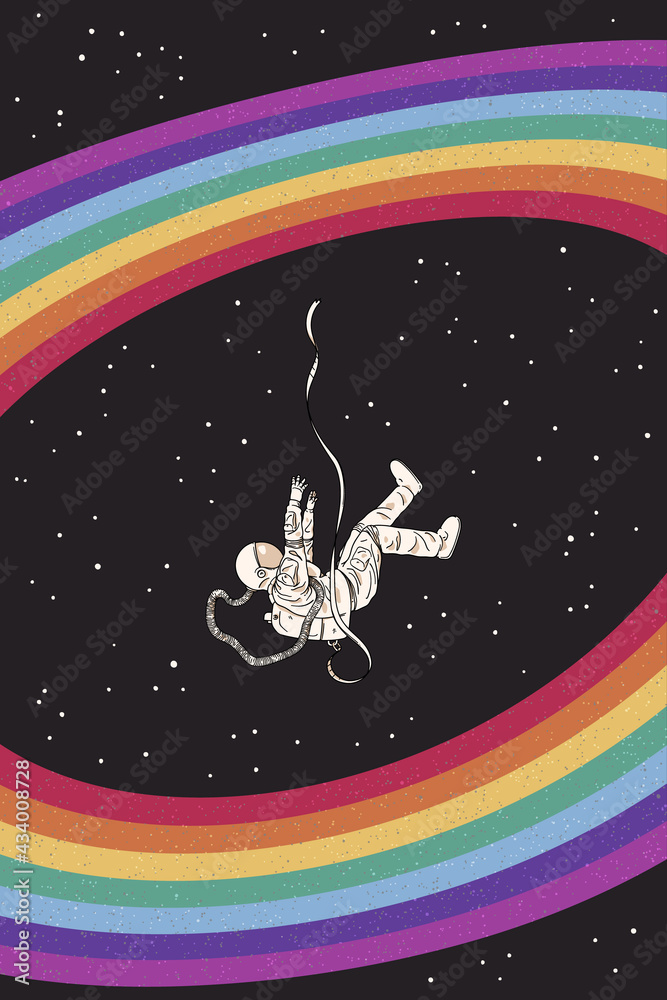 Raindow Astronaut Trippy Art