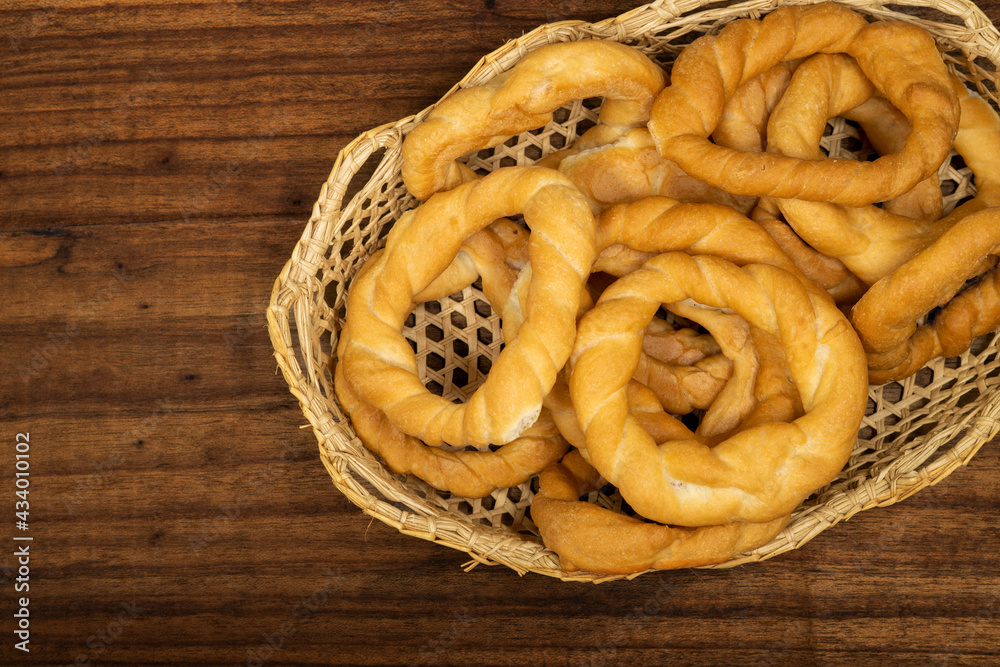 Pieces of traditional Latin American pastry called ROSQUITAS DE SAL or ...
