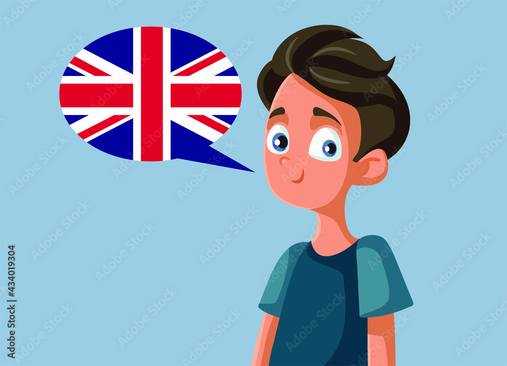 Teen Boy Speaking English Vector Cartoon Stock Vector | Adobe Stock