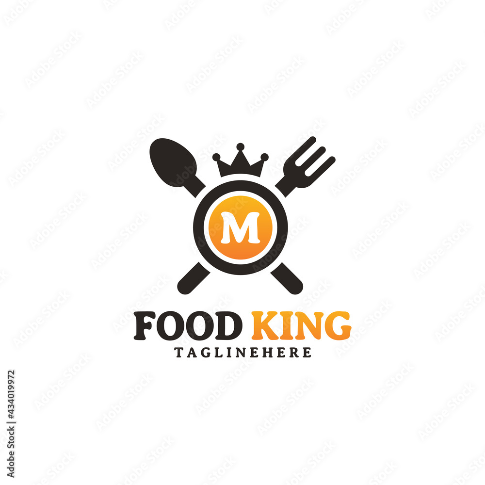 Initial letter M King food Logo Design Template. Illustration vector ...