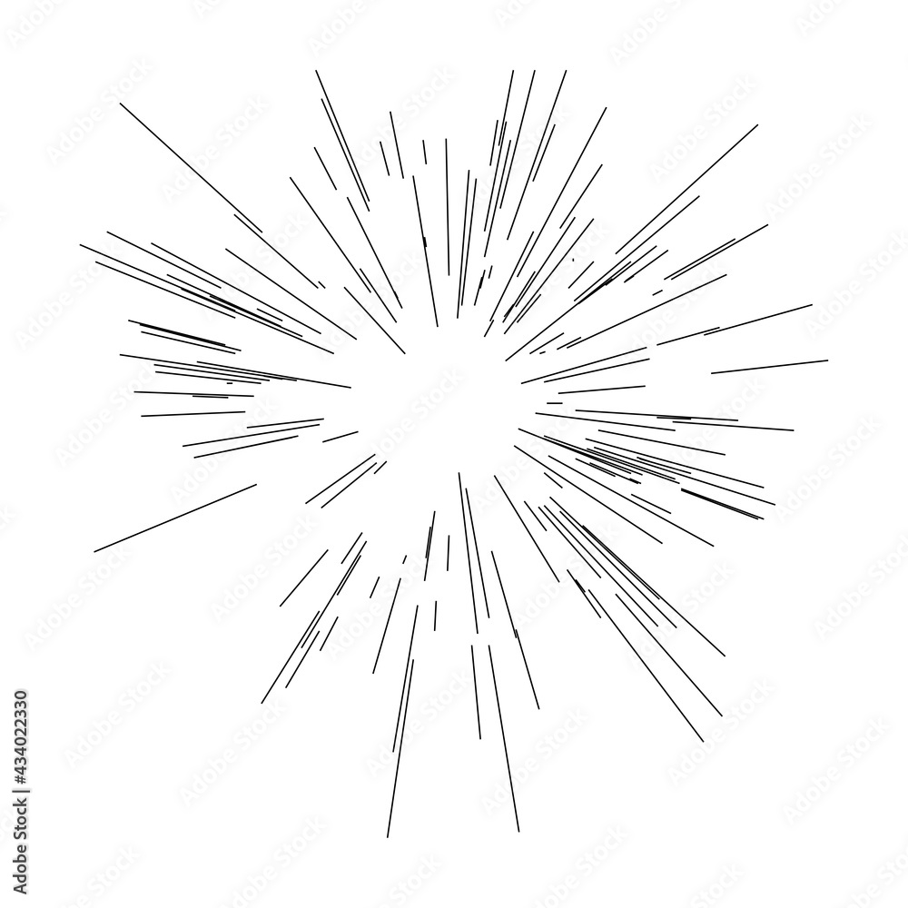 Radial, radiating lines beams, rays. Random lines diverging Stock ...