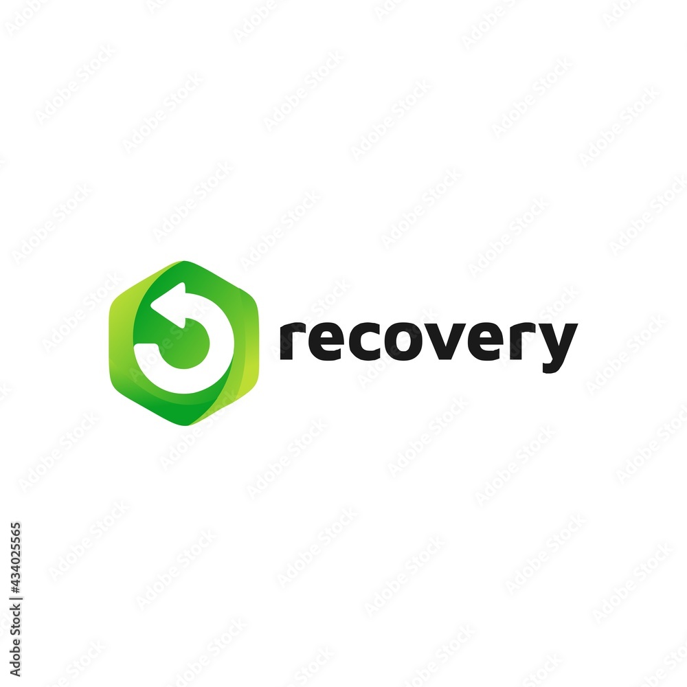 recovery logo design symbol, with circular arrow, 3d modern style ...