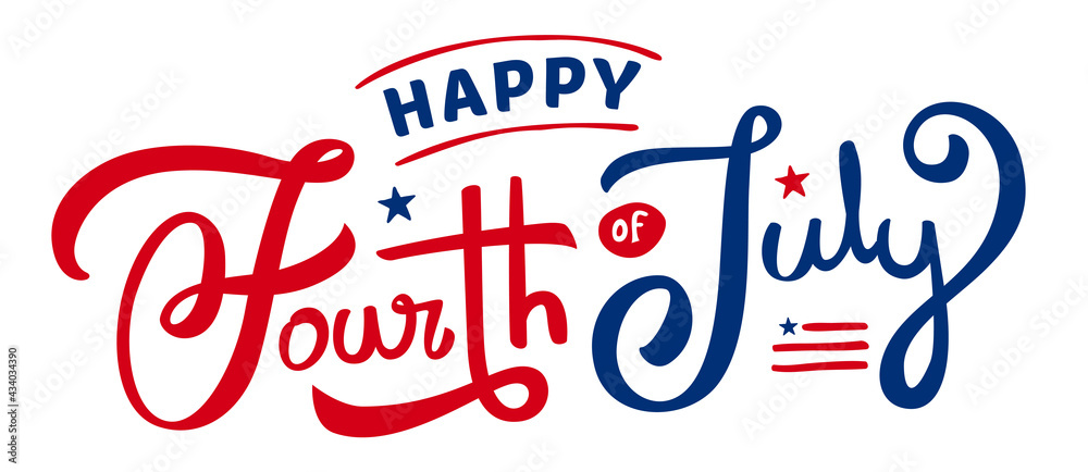 Happy fourth of July custom hand-lettering, typography design for the ...