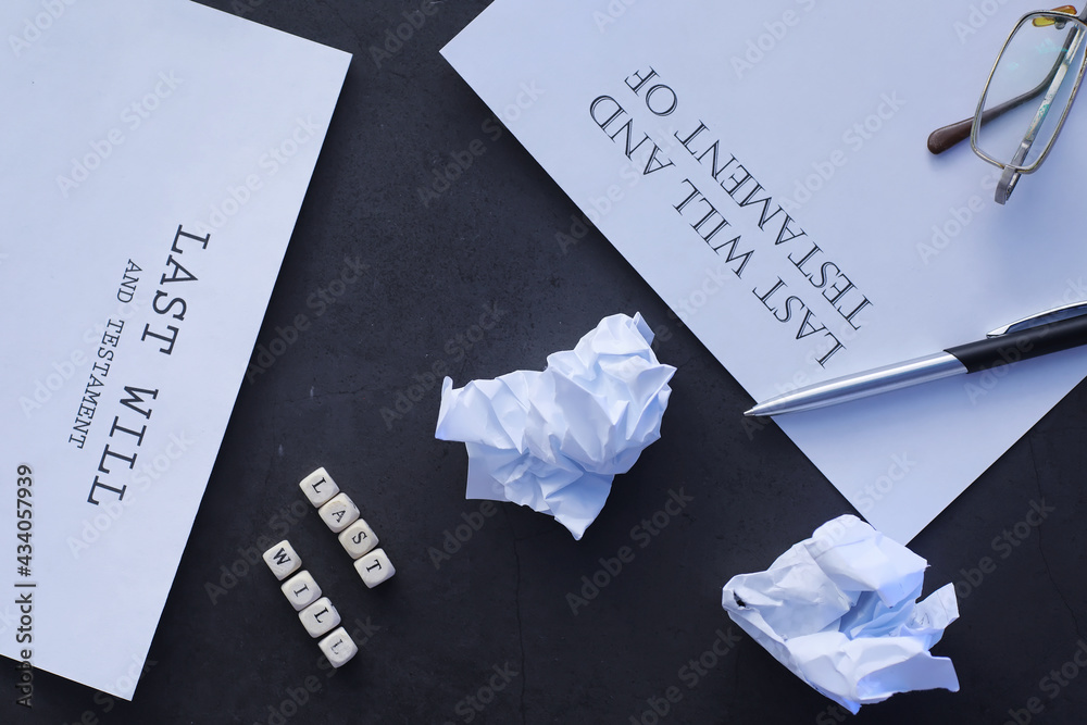 Legal concept. The procedure for writing the last will. Papers with ...