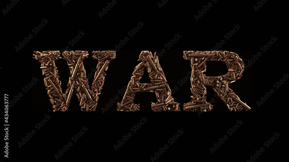 Brass Copper Bullet War Typeface Military Concept Text 3d illustration ...