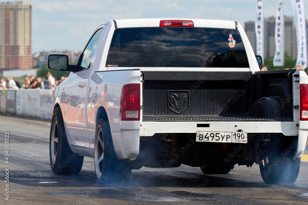 Moscow, Russia - 05.16.2021: The annual classic drag races of American ...