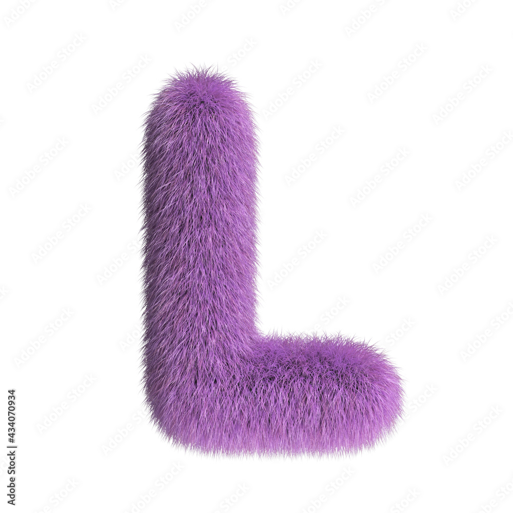 Hairy font, furry alphabet, 3d rendering, letter L Stock Illustration ...