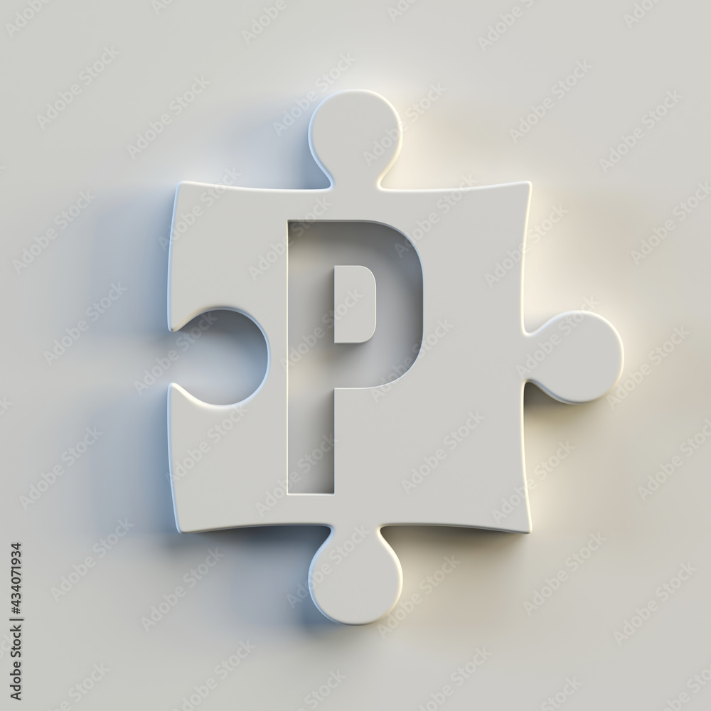 Jigsaw font 3d rendering, puzzle piece letter P Stock Illustration ...