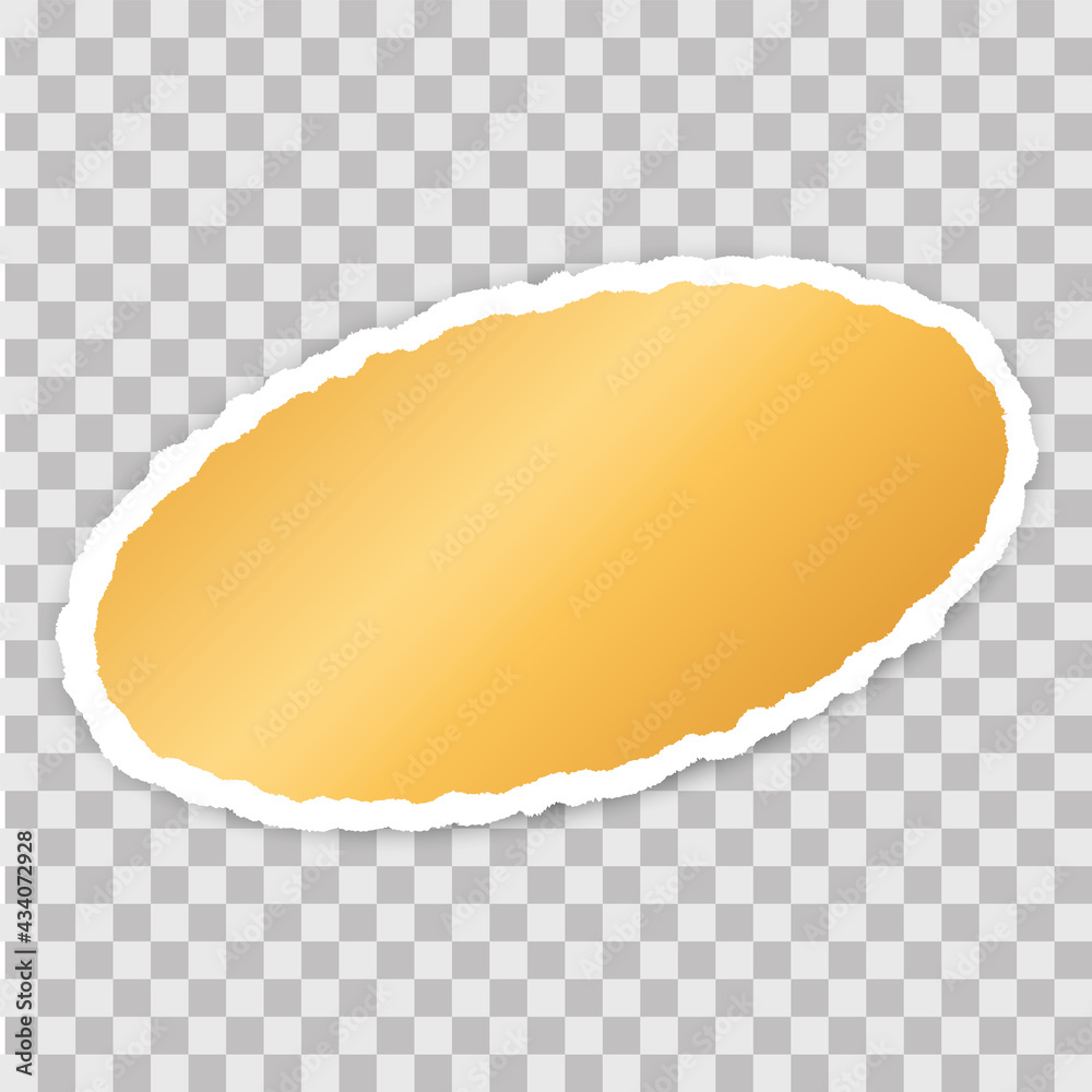 vector gold oval round torn paper banner with ripped edges with space ...