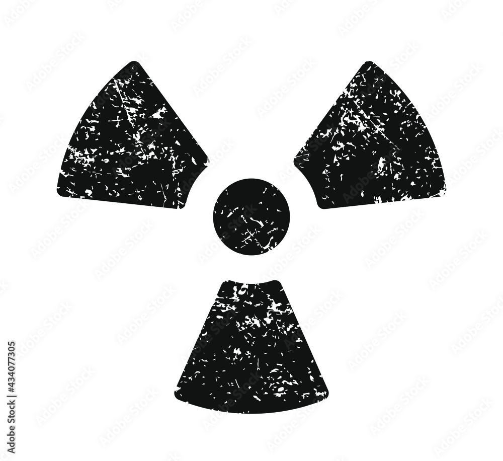 Radioactive symbol icon. Nuclear radiation warning sign. Grunge texture ...
