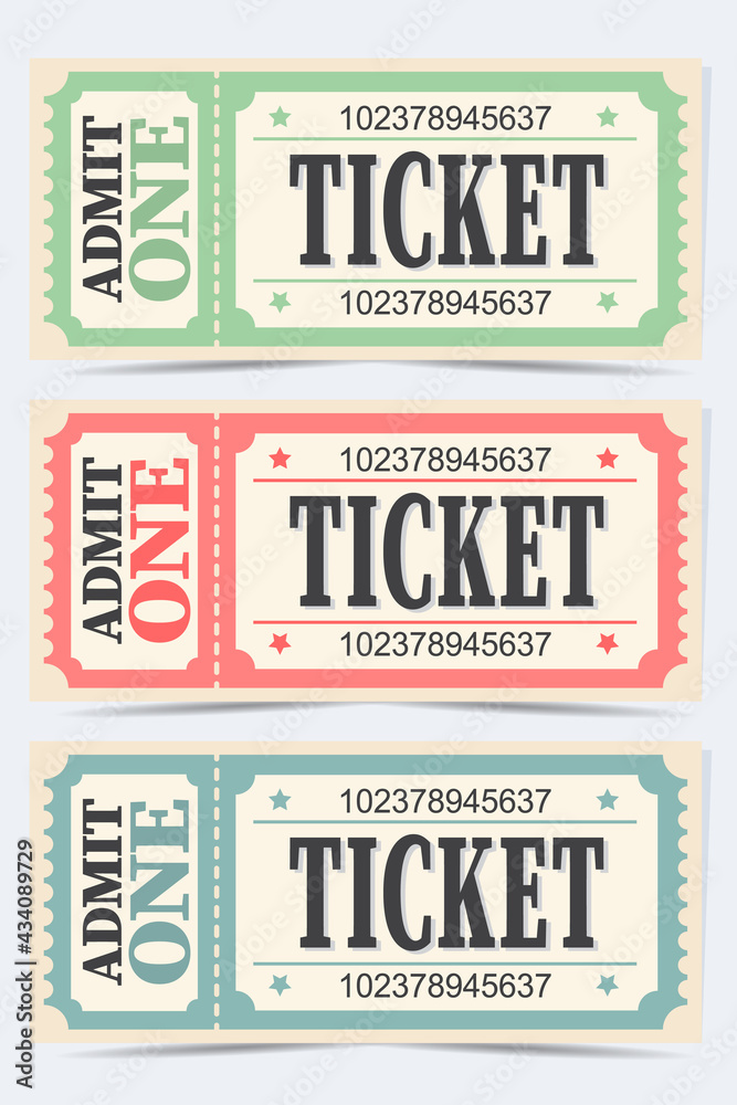 Set of retro vintage ticket templates. Template for movie entrance ...