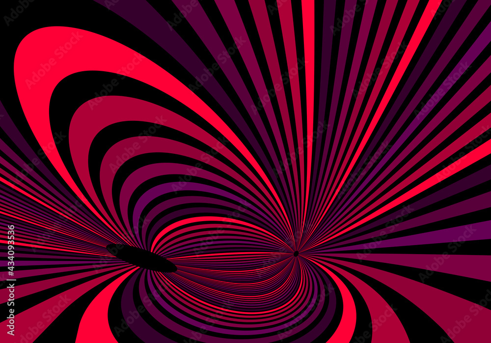 Psychedelic red colored optical illusion lines vector insane art ...