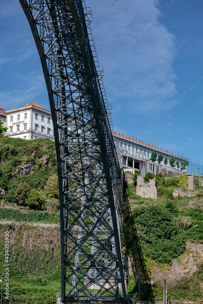 Maria Pia Bridge ("Ponte Dona Maria Pia") over Douro River in Porto ...
