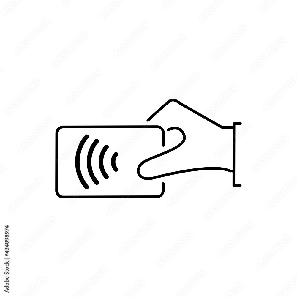 Contactless NFC wireless pay icon. Credit card hand and contactless pay ...