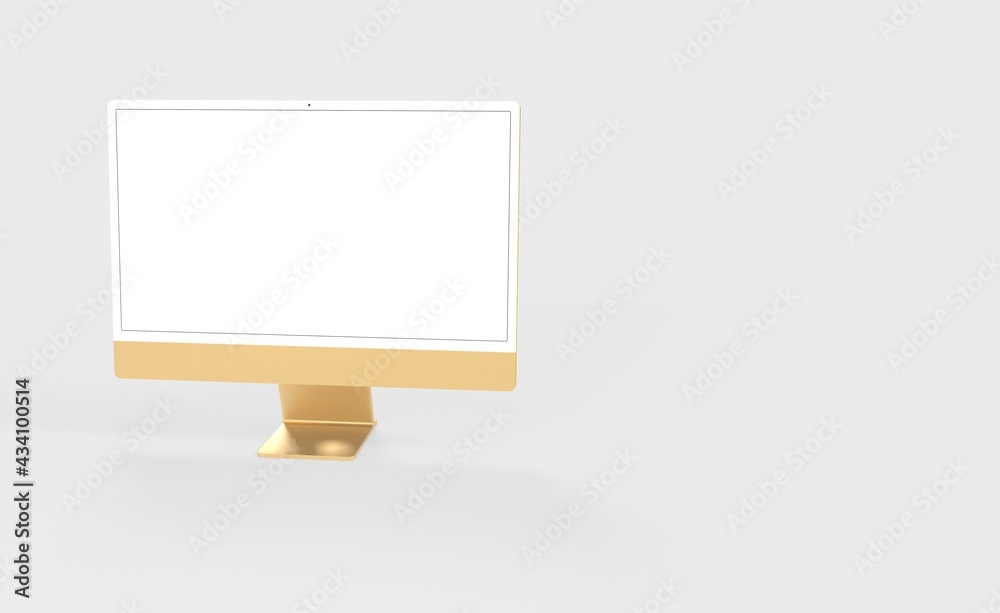 Realistic new flat screen computer monitor 3d style mockup with blank ...