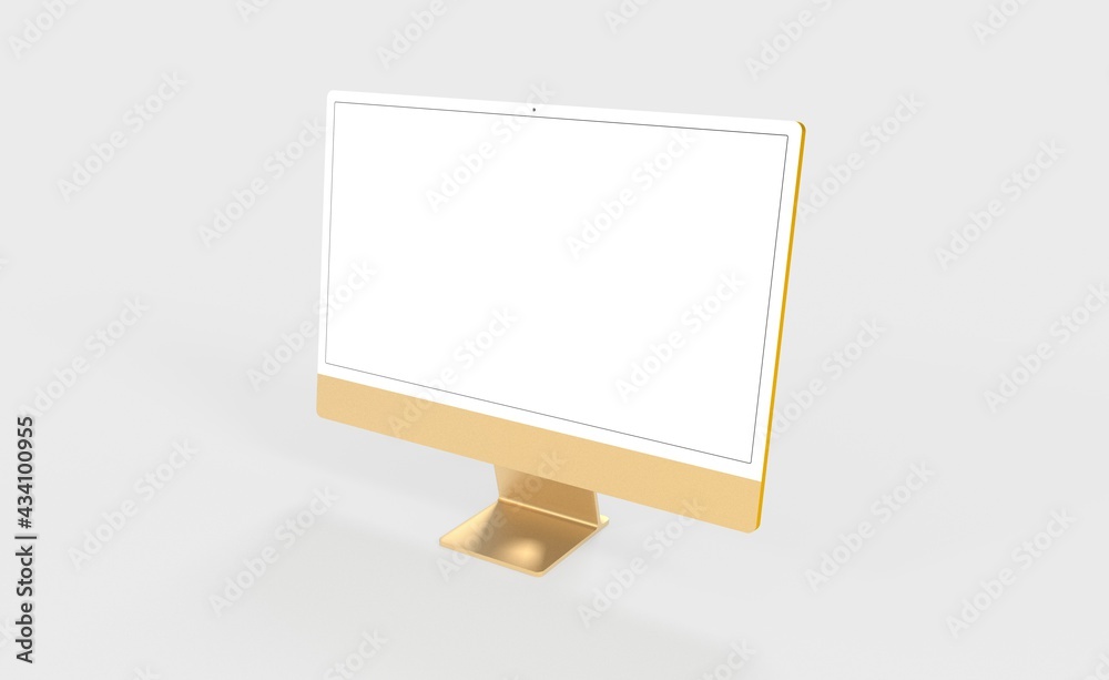 Realistic new flat screen computer monitor 3d style mockup with blank ...