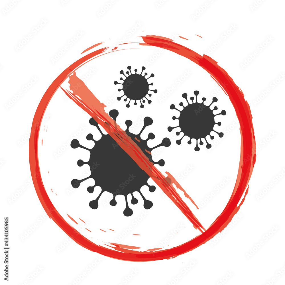 warning red circle with coronavirus COVID-19 Stock Vector | Adobe Stock